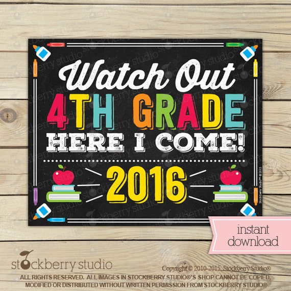 Items similar to Watch Out 4th Grade Here I Come Sign - Last Day of 3rd ...
