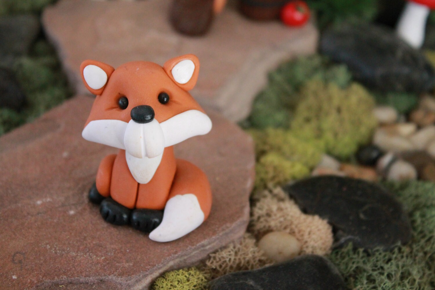 Polymer Clay Fox Miniature Fox Mini Clay Fox Fairy