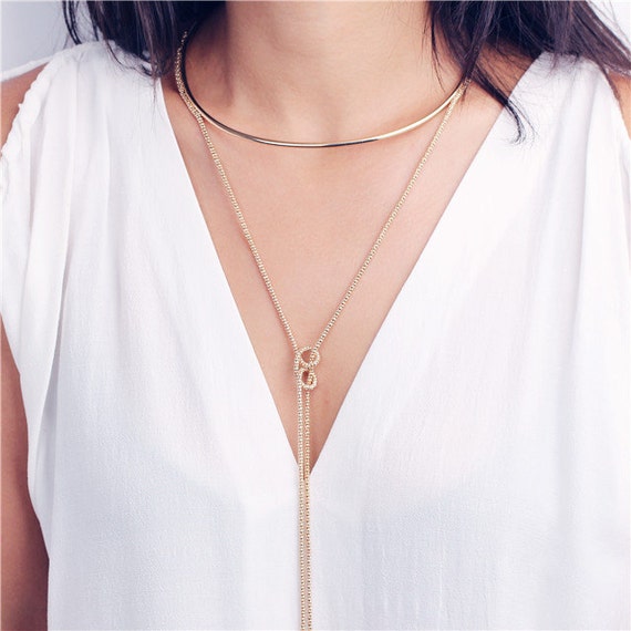 Gold neck cuff layered neck chain cuff neck choker