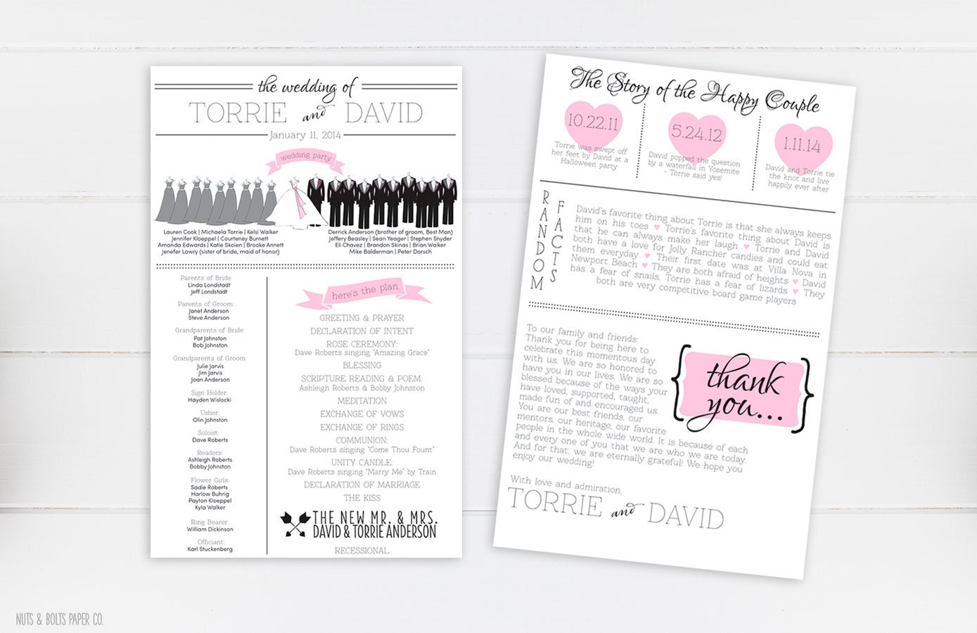 Wedding Program: 2-sided Infographic // Printable