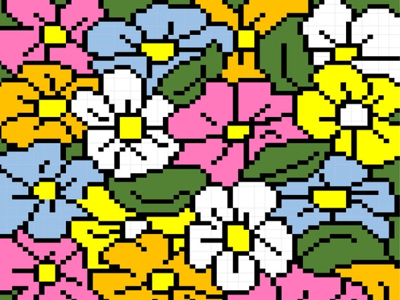 FLOWERS FOREVER C2C graph pattern with row by row by angelamosley