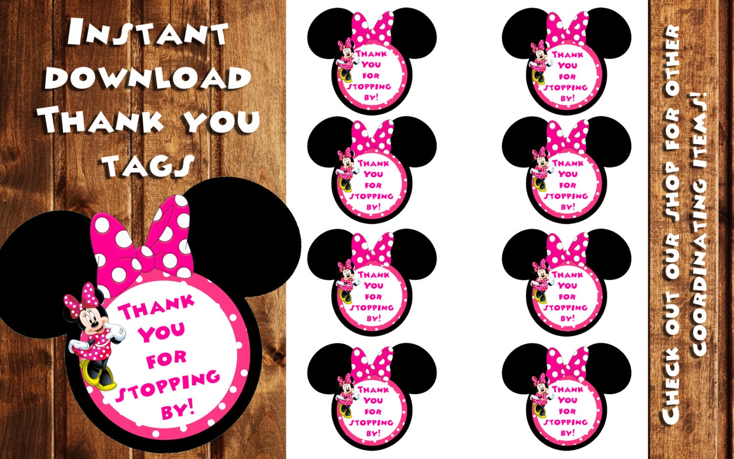 Minnie Mouse Thank You Tags Minnie Mouse Gift Tags Instant Minnie Mouse Thank You Tags Minnie Mouse Gift Tags Instant