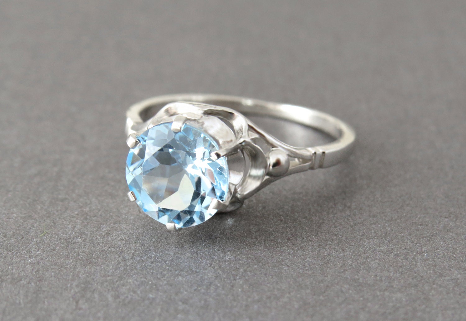 Blue Topaz Engagement Ring Light Blue Topaz Ring Vintage Blue Topaz Engagement Ring Light Blue Topaz Ring Vintage