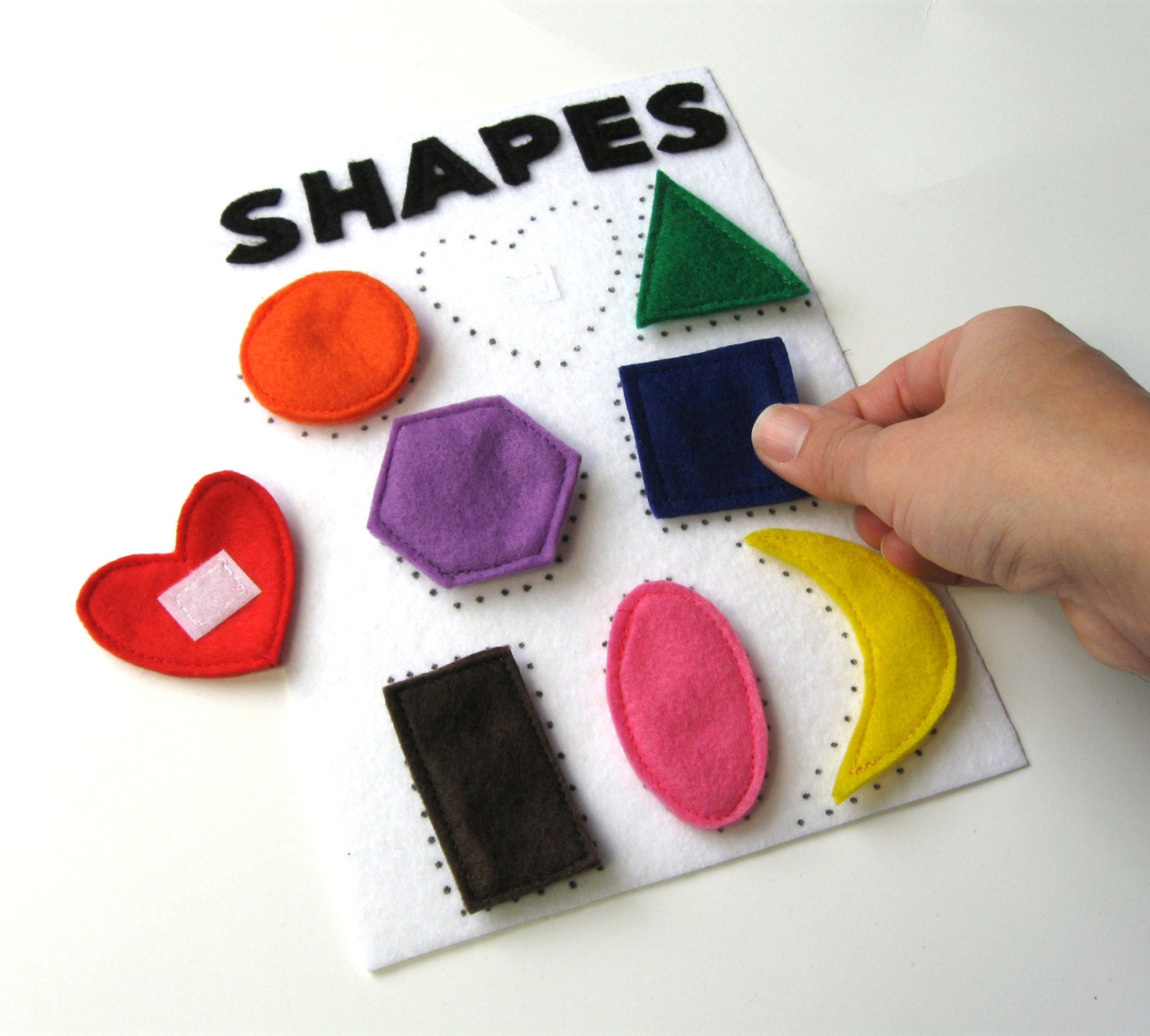 SHAPES felt quiet book page for toddler boy or girl one page
