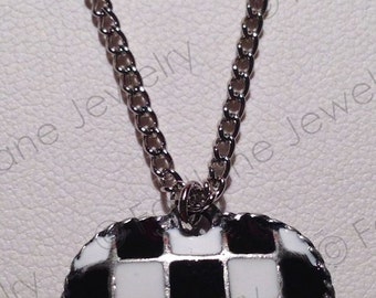 Double Silver-Tone Checkered Flag Charm Belly Button / Navel