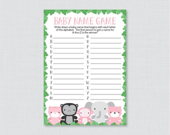 Baby Animals Name Game Baby Shower Printable Woodland Baby