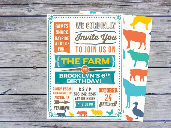 Farm Birthday Invitation Farm Birthday Invitations Farm
