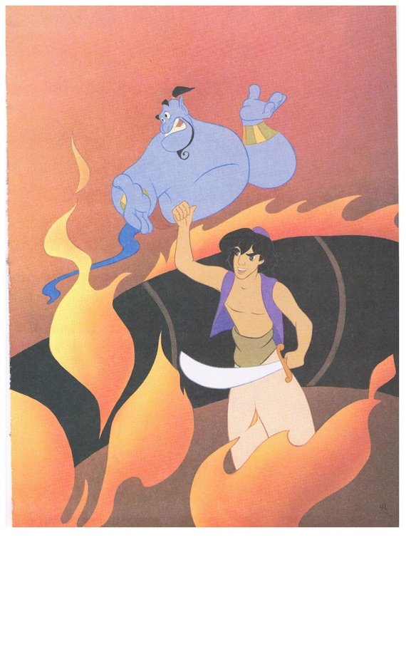 4x Disney Aladdin Vintage Full Page Childrens Book Prints