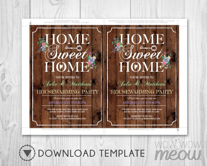 Rustic Housewarming Invitation New House Invite Home Sweet