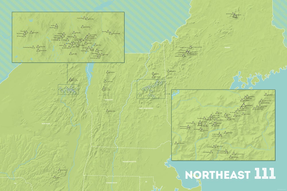 Northeast 111 4000 Footers Map 24x36 Poster