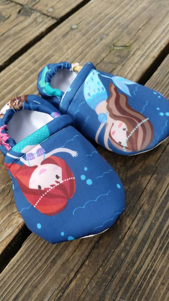 Mermaid Print Water Moccasins Pool Shoes Water Shoes Soft