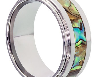 Abalone inlay ring | Etsy