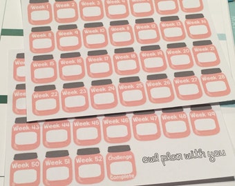 52 week stickers | Etsy