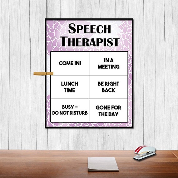 Speech Therapist Door Sign Digital Download Speech Therapy