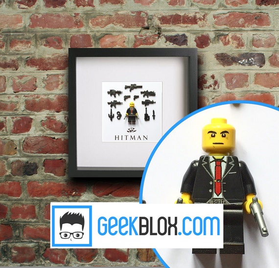 Hitman Agent 47 Framed Lego Minifigure by geekbloxcom on Etsy
