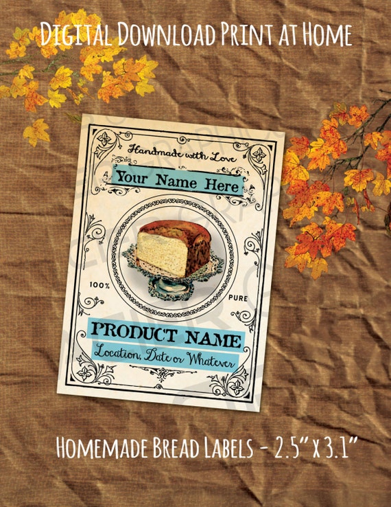 Homemade Bread Label Editable Gift Tags Bread Label Baking