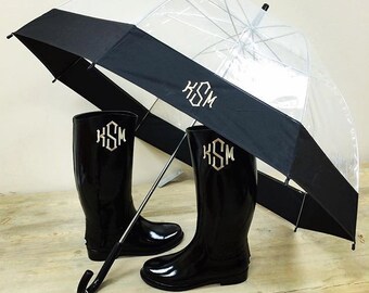 Monogram rain boots | Etsy
