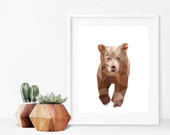 Unique geometric bear related items | Etsy