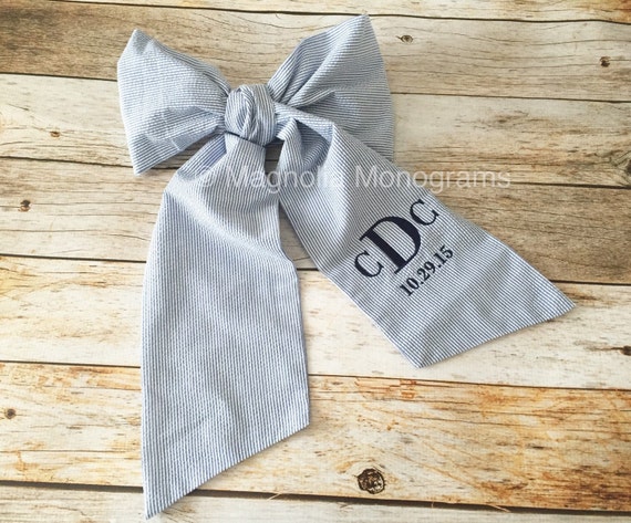 Baby Sash Monogrammed Seersucker Sash by MagnoliaMonogramsNC