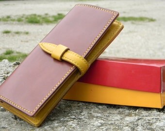 Leather long wallet | Etsy