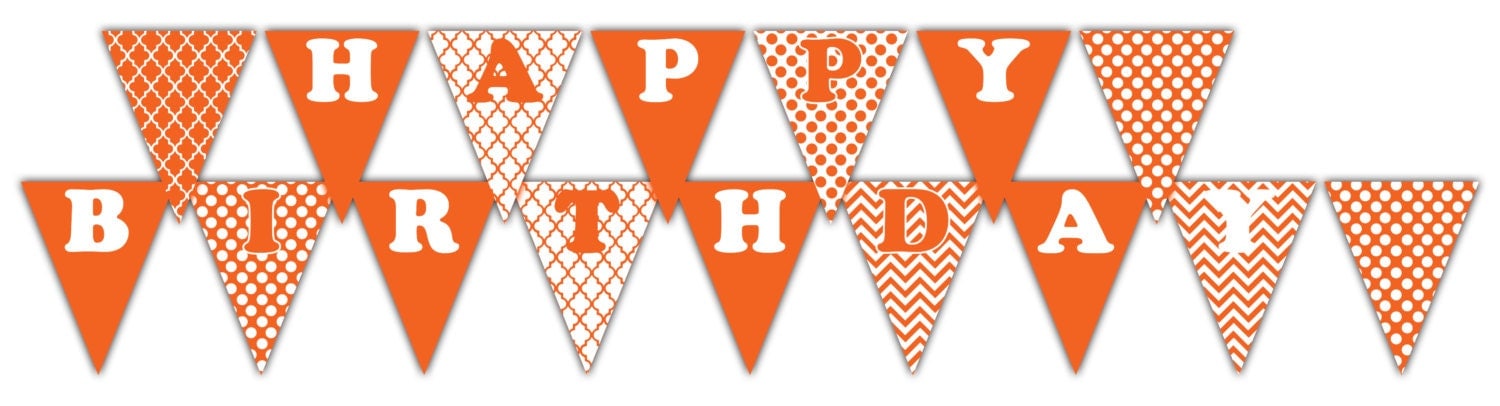 ORANGE Happy Birthday BANNER Printable Rainbow Collection