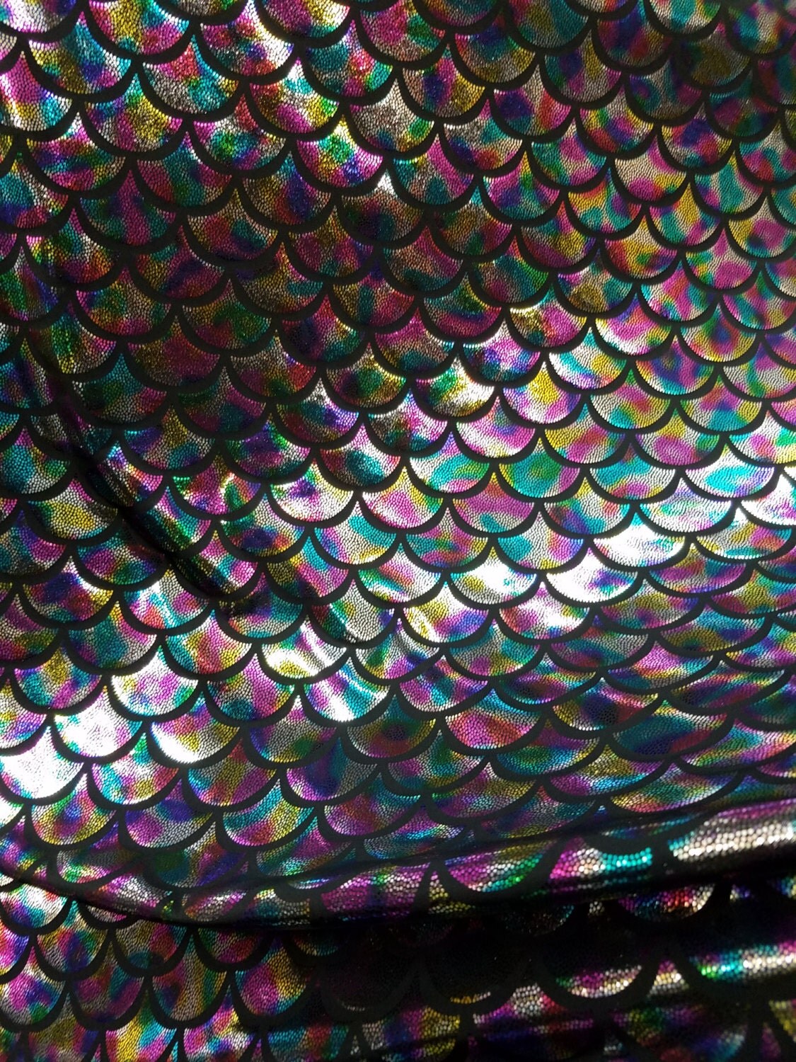 New Mermaid MultiColor Jumbo Fish Scales on Spandex Fabric