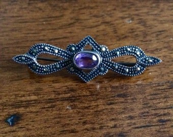 Purple stone brooch | Etsy