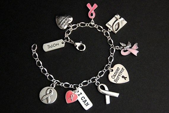 Cancer Bracelet. Cancer Survivor Charm Bracelet. Hope