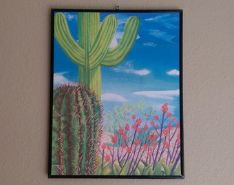 Saguaro painting | Etsy