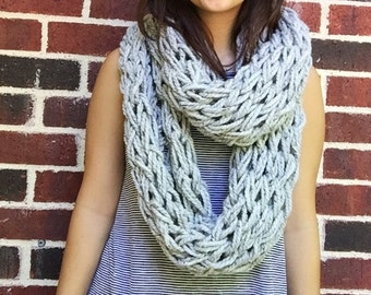Items similar to Light Gray and Blue Metallic Infinity Scarf on Etsy