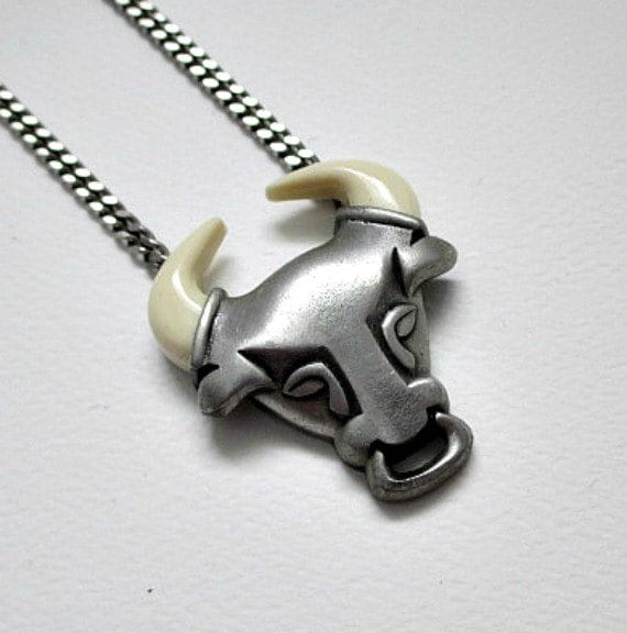 Avon Bull Pendant on Chain Vintage Necklace 1978 Avon Unisex