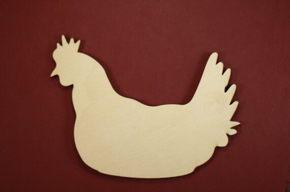 Sitting Chicken Shape Unfinished Wood Laser Cut Shapes Crafts