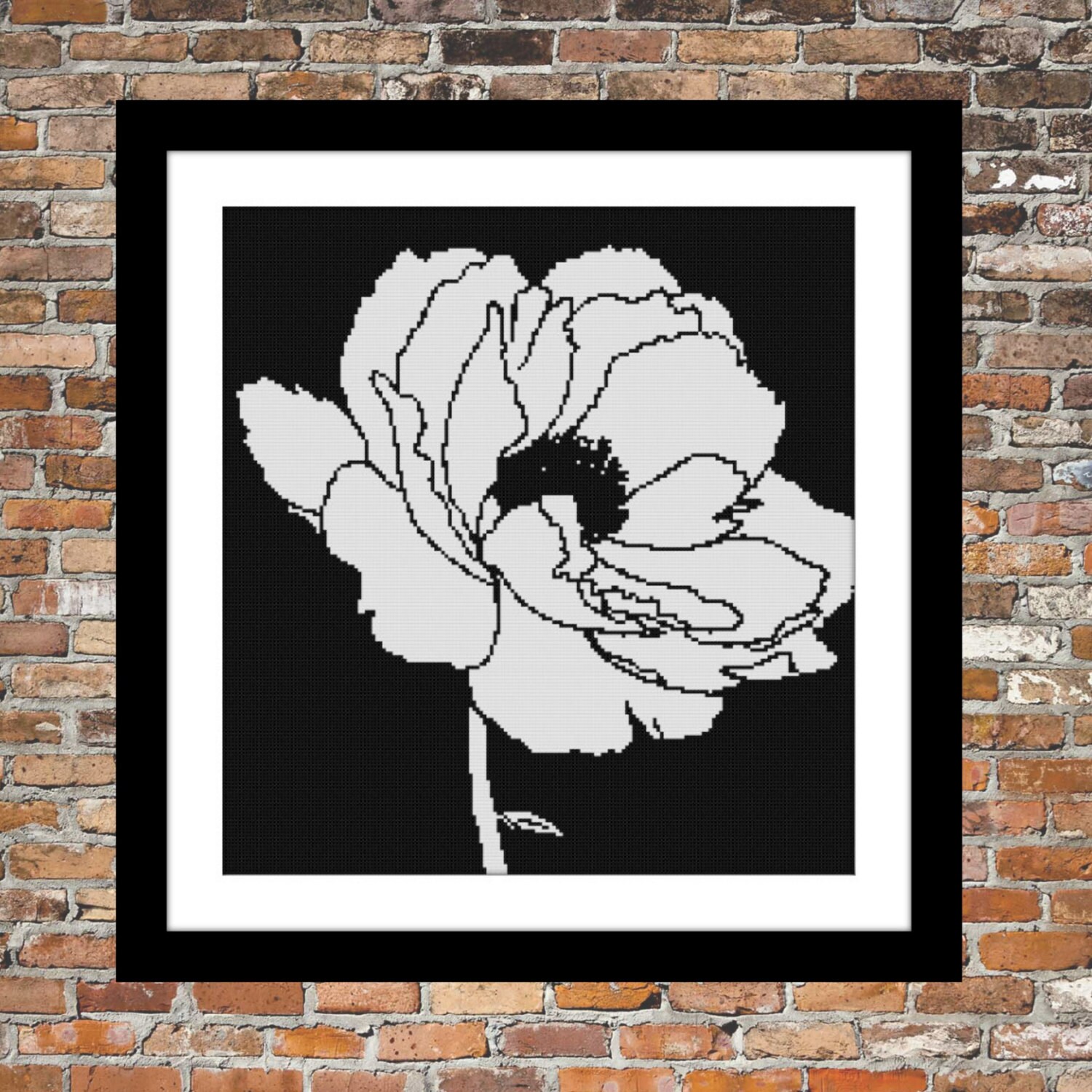 One Color Poppy cross stitch pattern