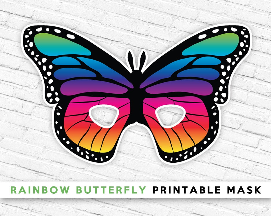 Rainbow Butterfly Printable Mask Butterfly Mask Kids Bug