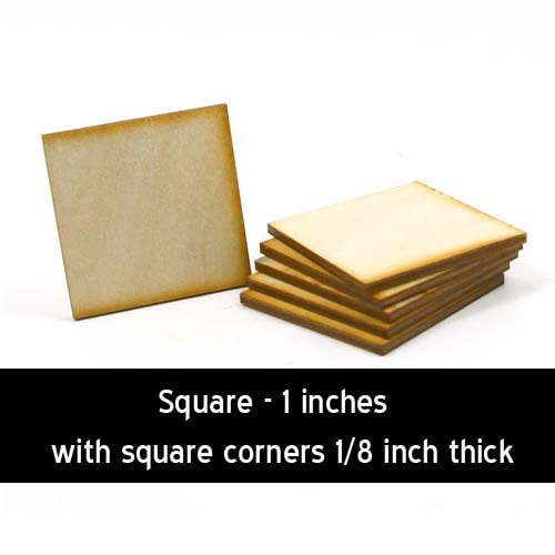 Unfinished Wood Square 1 inch by 1 inch and 1/8 inch thick