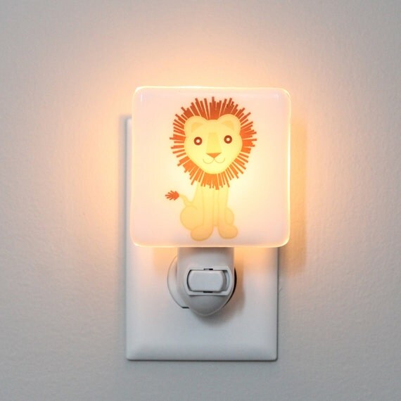Lion Fused Glass Nightlight Nursery Baby Shower Gift