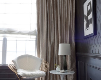 flat panel curtain hung from rings