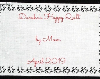 Hand Embroidered Custom Quilt Labels For Any by TheQuiltLabelLady