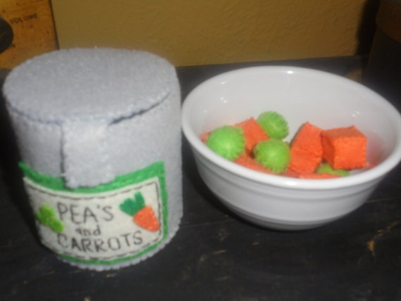 Felt Peas and Carrots In a Can