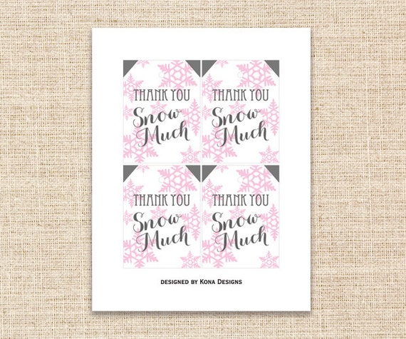 Printable Thank You Snow Much Tag Pink Christmas by konadesigns