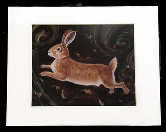 Leaping rabbit art | Etsy
