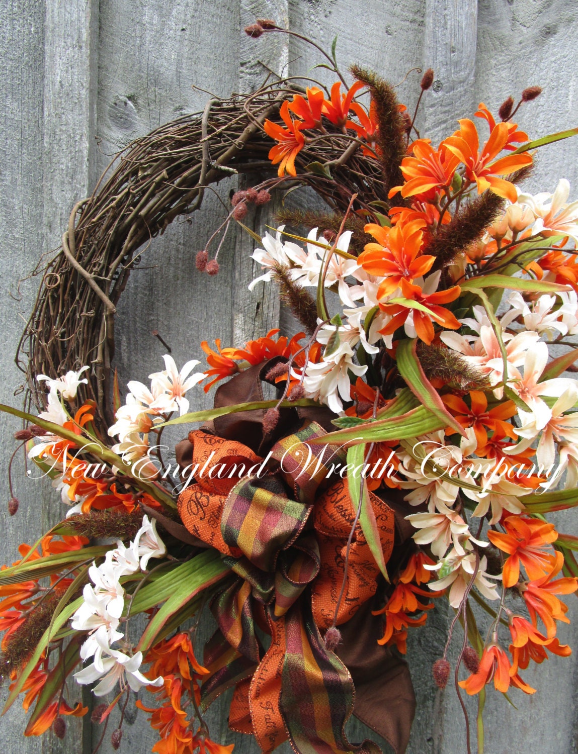 Fall Wreath Autumn Wreaths Fall Floral Wreath by NewEnglandWreath