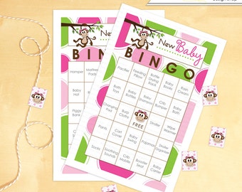 24 Personalized Baby Shower Bingo Cards Little Monkey
