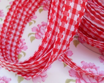 Red gingham ribbon | Etsy