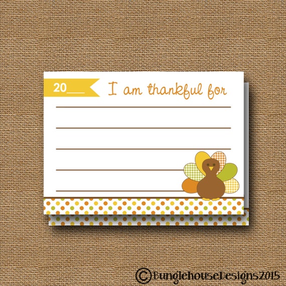 Printable Gratitude Cards Thanksgiving Thankful List I Am