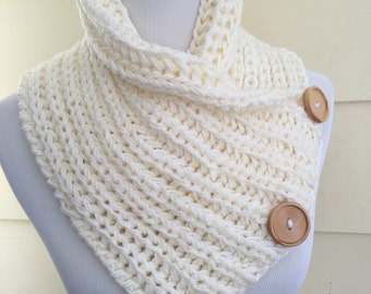 Knitted button scarf | Etsy