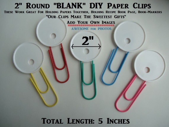 10 2 Round Blank Paper Clips 2 of Each Color DIY