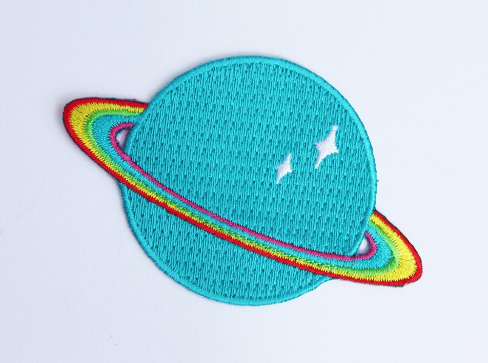 Rainbow Planet Embroidered Iron on Patch