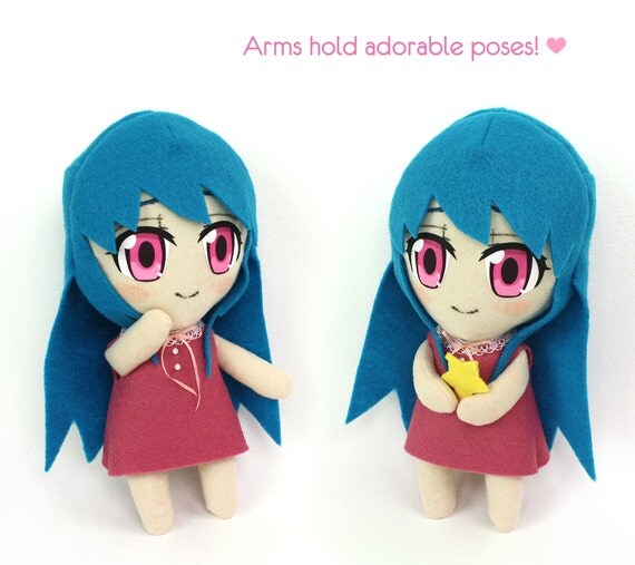 PDF sewing pattern - Chibi anime girl - poseable human fanart plushie ...