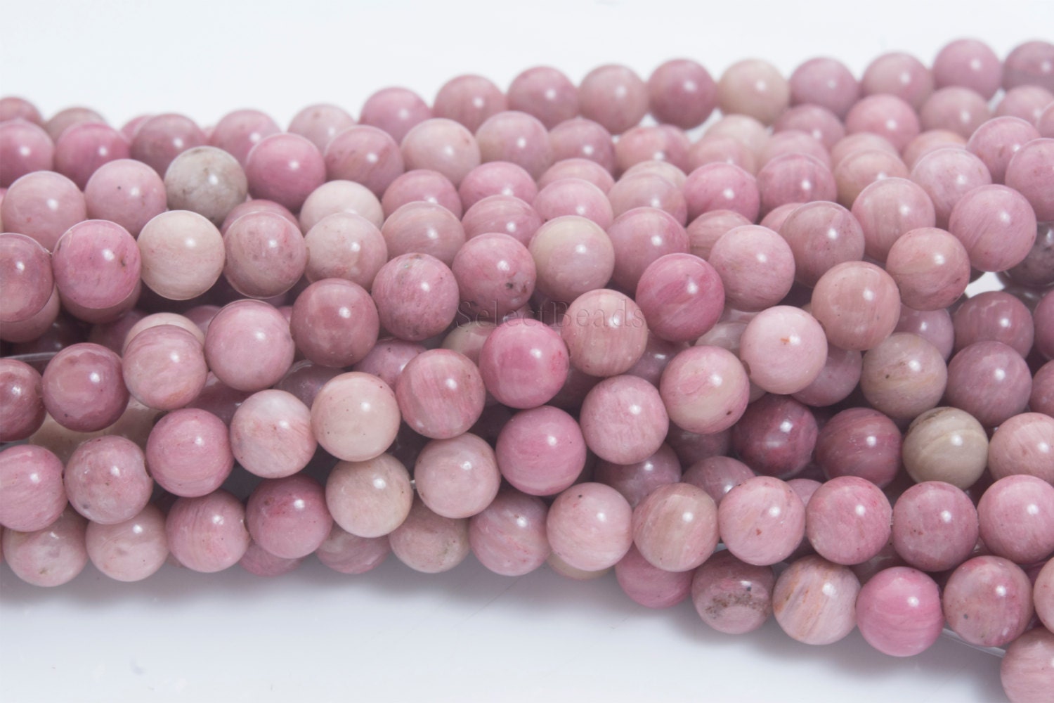 pink rhodonite gemstone beads natural pink by SelectBeads on Etsy